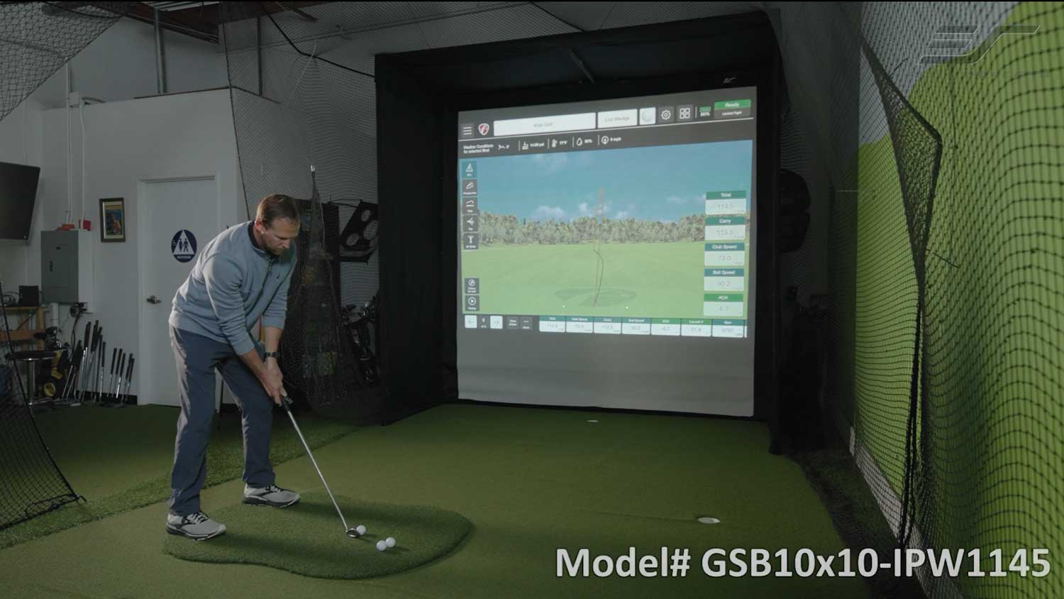 10'x10' GolfSim Bay Golf Impact Projection Screen With Frame Enclosure ...