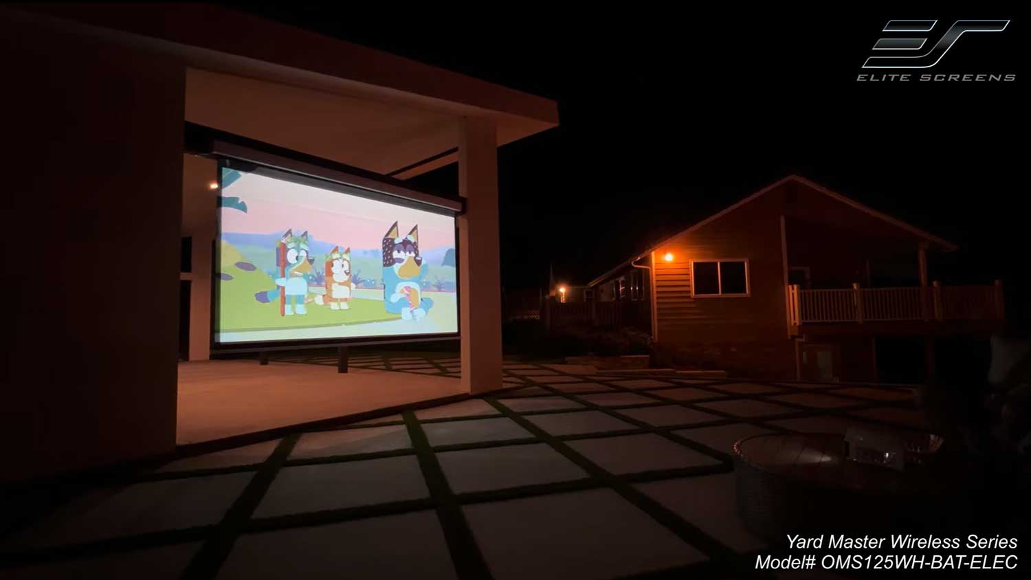 125" Yard Master Wireless Battery-Operated Outdoor Projection Screen ...