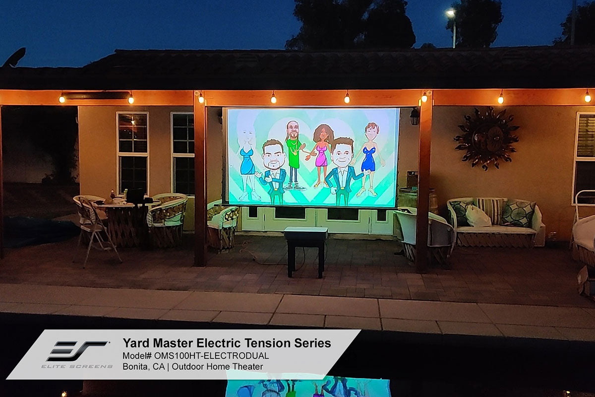 100" Yard Master Electric Tension Outdoor Projector Screen | Poolside ...