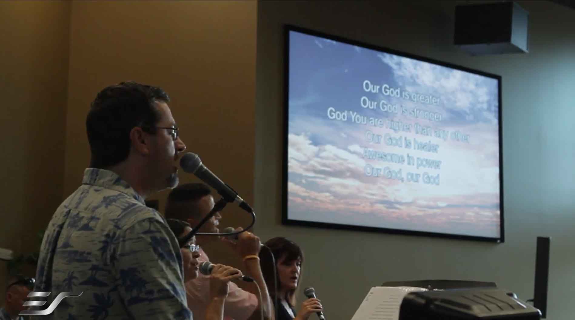 165" ezFrame Fixed Frame Projector Screen at Faith Community Church ...